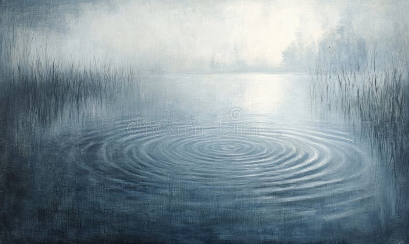 A Painting of a Lake with a Ripple in the Water Stock Photo - Image of ...