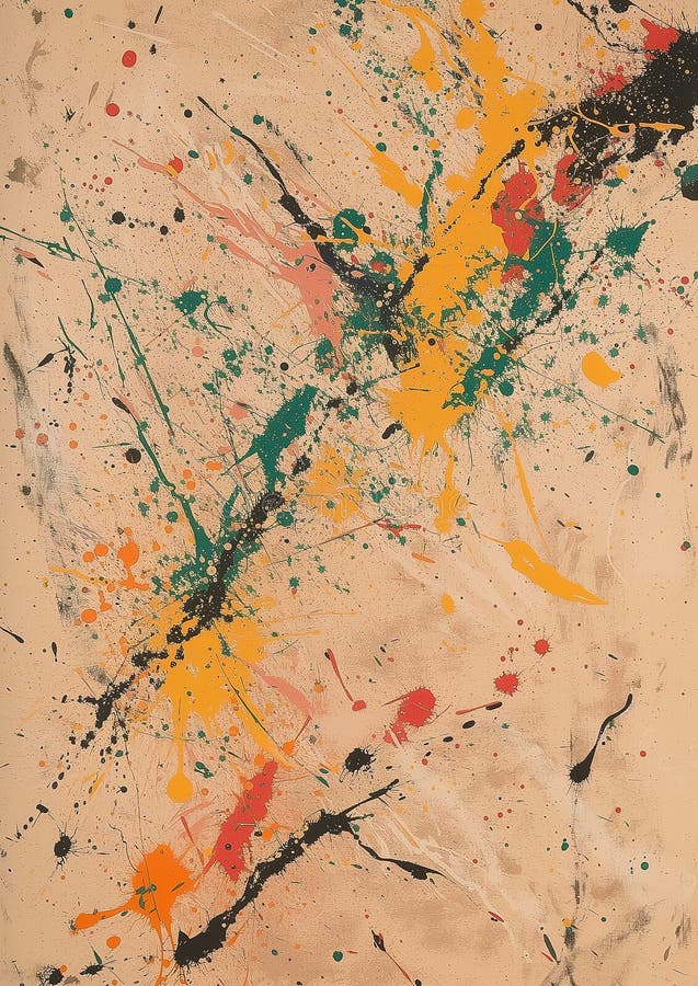 A Painting of a Large Number of Paint Splatters on a Wall Stock ...