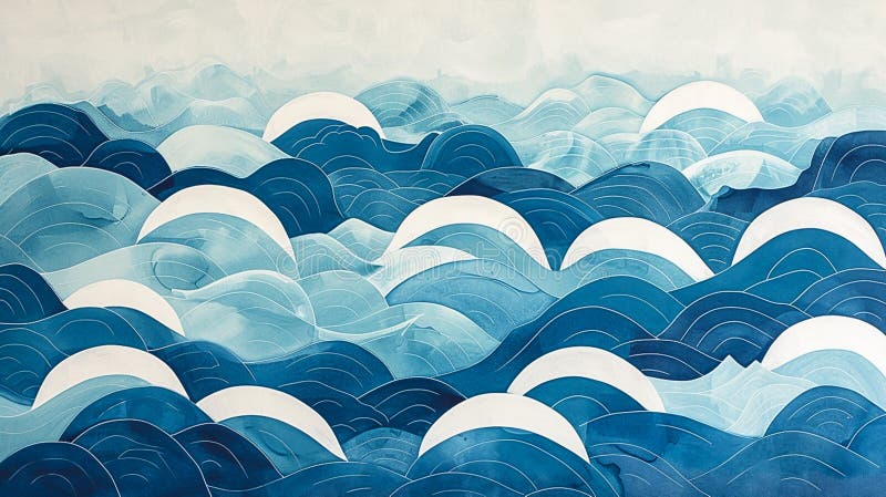 Painting of a Large Wave Pattern on a Wall Stock Illustration ...