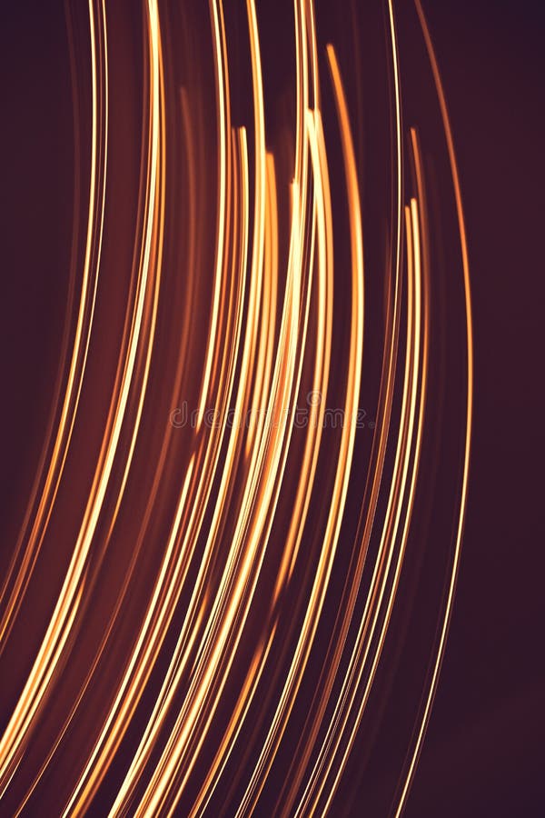 Painting with Light at Night, Bright Orange Line Shape on a Black ...