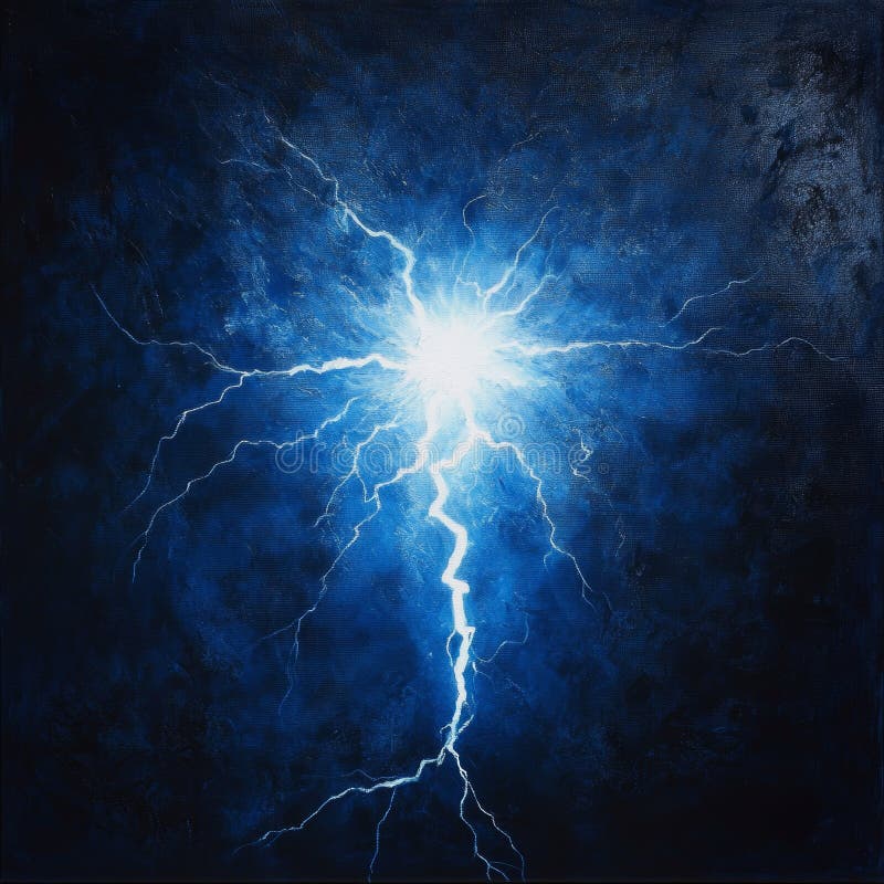 A Painting of a Lightning Bolt with a Bright White Light at the End ...