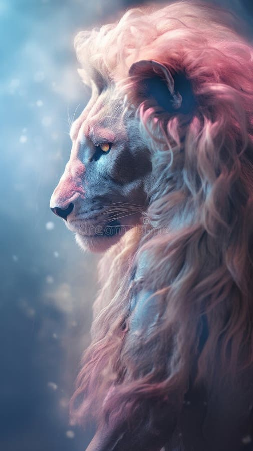 A Painting of a Lion on a Colorful Background Stock Image - Image of ...