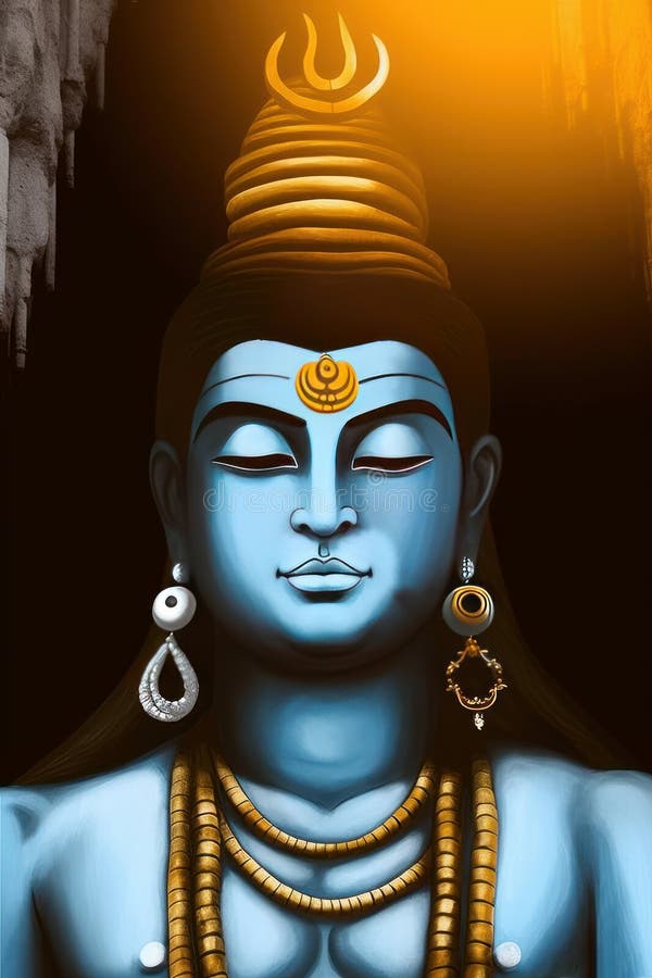 Lord Shiva Face in Giant Form Closed Eyes Front View Generative AI ...