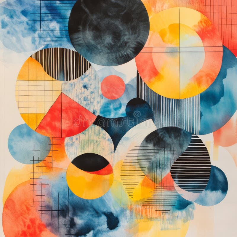 A Painting of Many Circles with Different Colors Stock Illustration ...