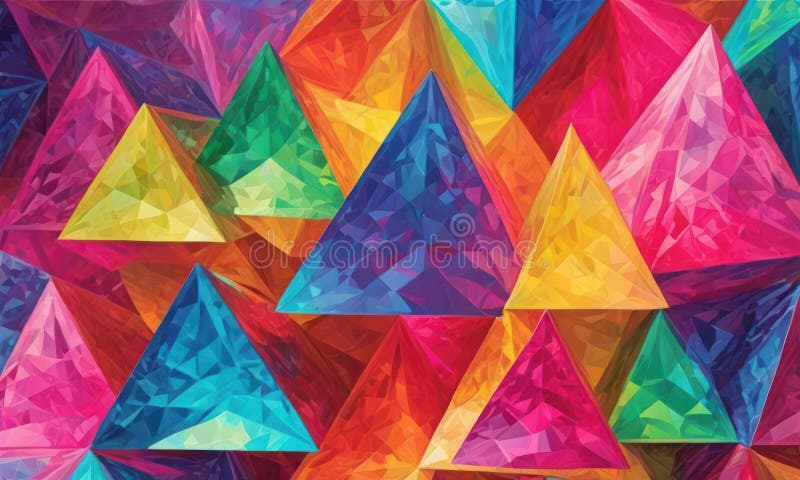 A Painting of Many Triangles in Different Colors. Stock Illustration ...