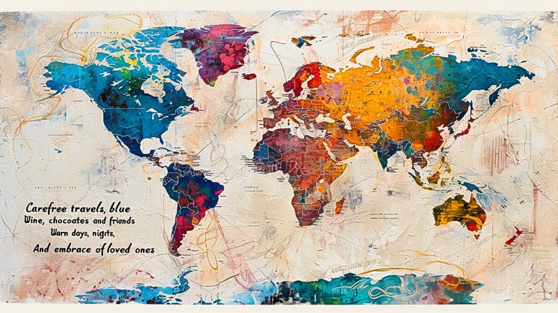 A Painting of a Map with a Quote on it Stock Illustration ...