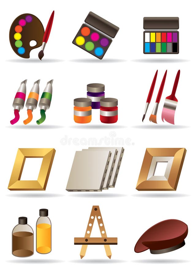 Painting Materials for Artists Stock Vector - Illustration of office ...