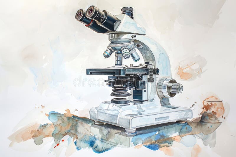 A Painting of a Microscope on a Table. Suitable for Educational and ...
