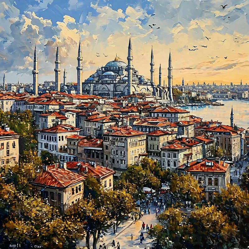 Drawing istanbul stock image. Image of downtown, horizon - 354700383