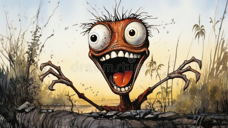 A Painting of a Monster with Its Mouth Open and Eyes Wide Open ...