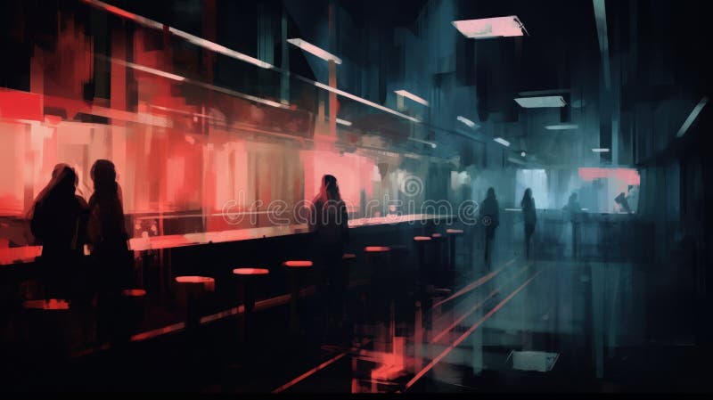 Painting of Night Club Dance Floor Vector Style Art Stock Illustration ...