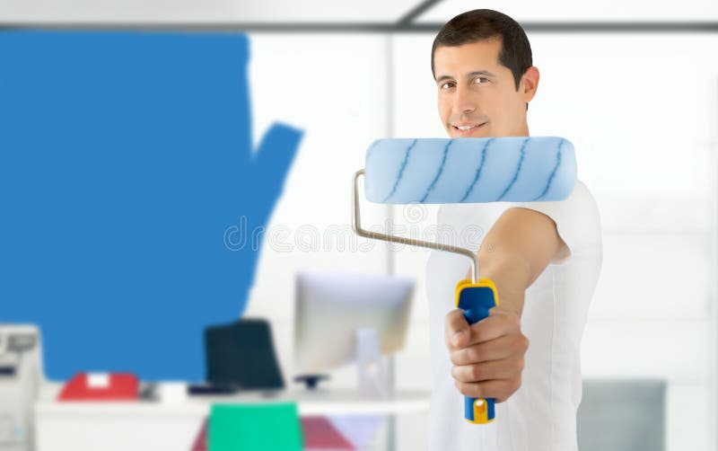 Painting the office stock image. Image of person, professional - 102635385