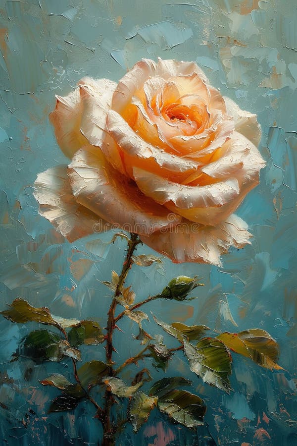 Painting of a Orange Rose. Generative AI Stock Illustration ...