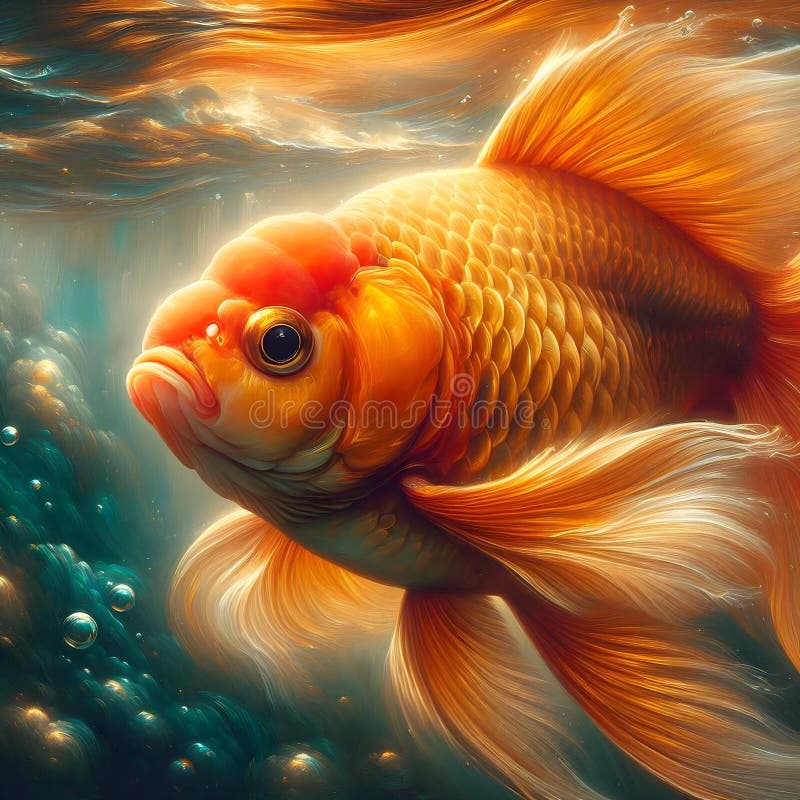 A Painting of an Orange and White Fish with a Reflection on Its Body ...