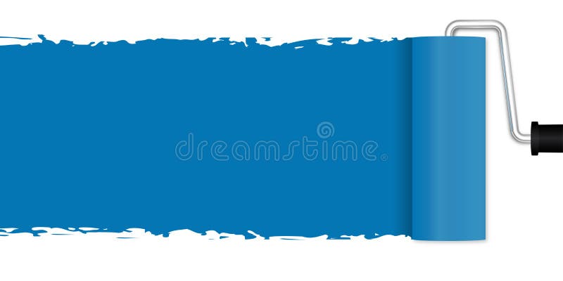 Painting with Paint Roller - Blue Stock Vector - Illustration of ...