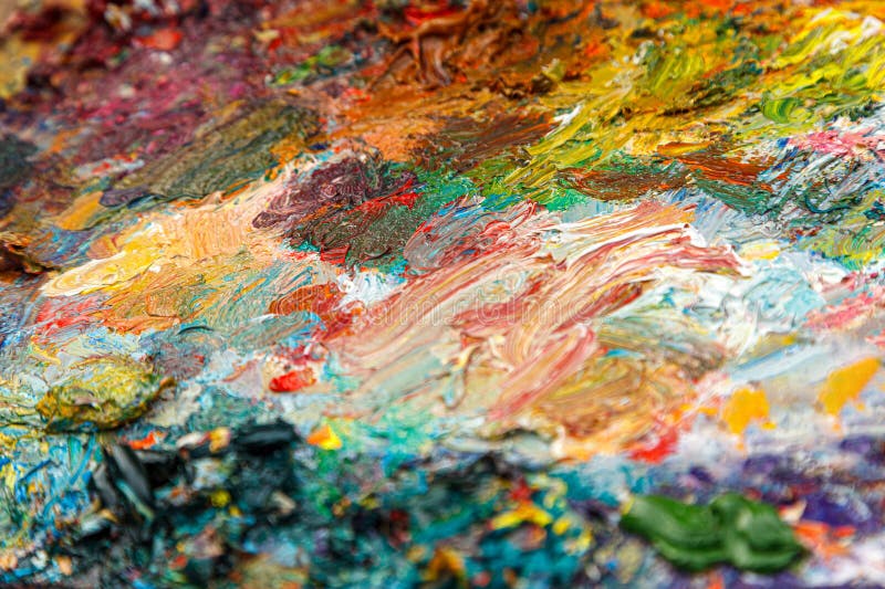 Painting Palette with Different Colors of Paint Stock Image - Image of ...