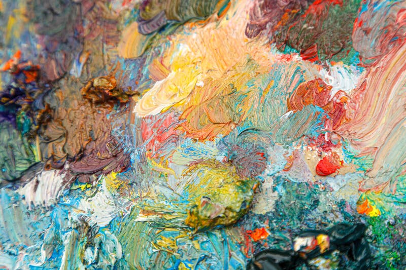 Painting Palette with Different Colors of Paint Stock Image - Image of ...
