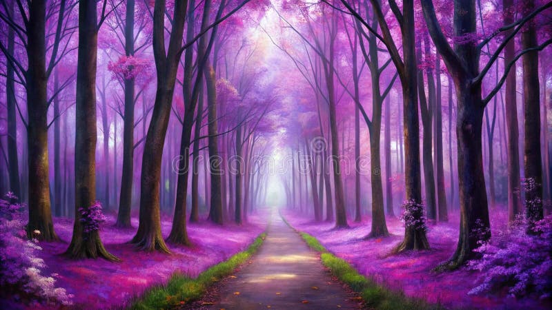 A Painting of a Path through a Purple Dead Forest Generative AI Stock ...