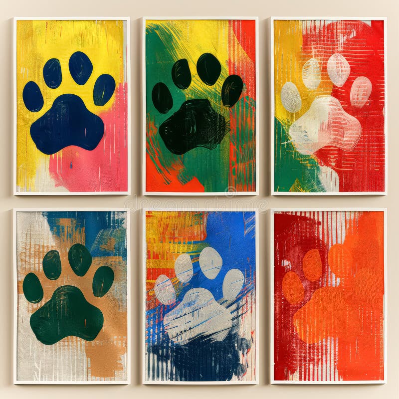 Painting of Paw Prints in Different Colors. Stock Photo - Image of wild ...