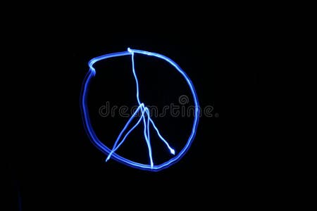 Painting a PEACE Sign with Light Using Time Laps or Bulb Exposure Stock ...