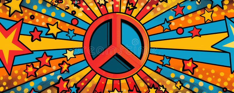 Painting of a Peace Sign with Stars Around it Stock Illustration ...