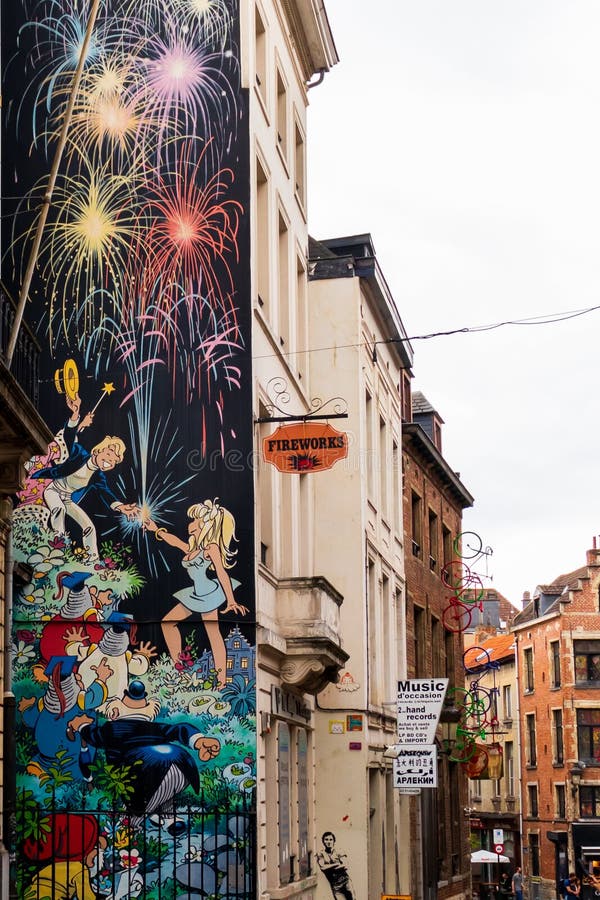 Painting on a Wall in Belgium Editorial Photo - Image of path, building ...