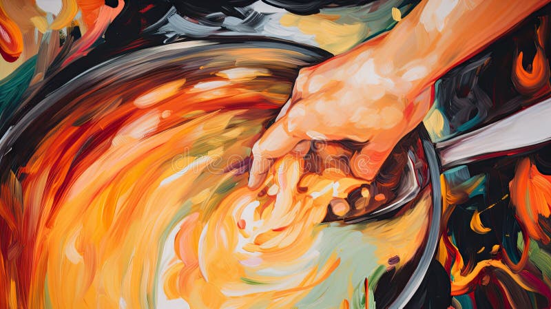 A Painting of a Person Mixing Something in a Bowl. AI Generative Image ...