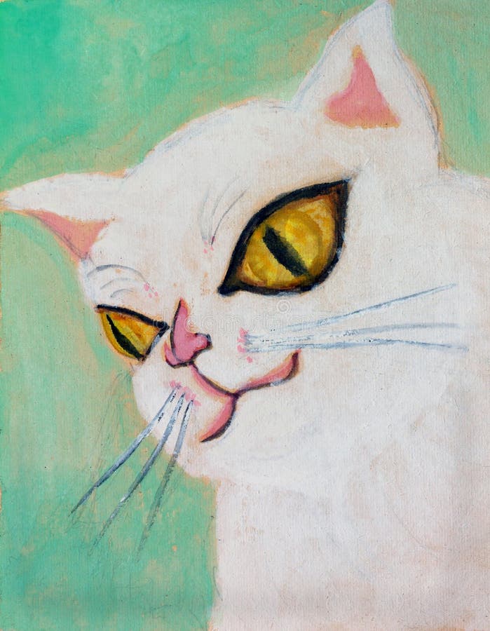 Painting pink cat stock illustration. Illustration of sketch - 22791119