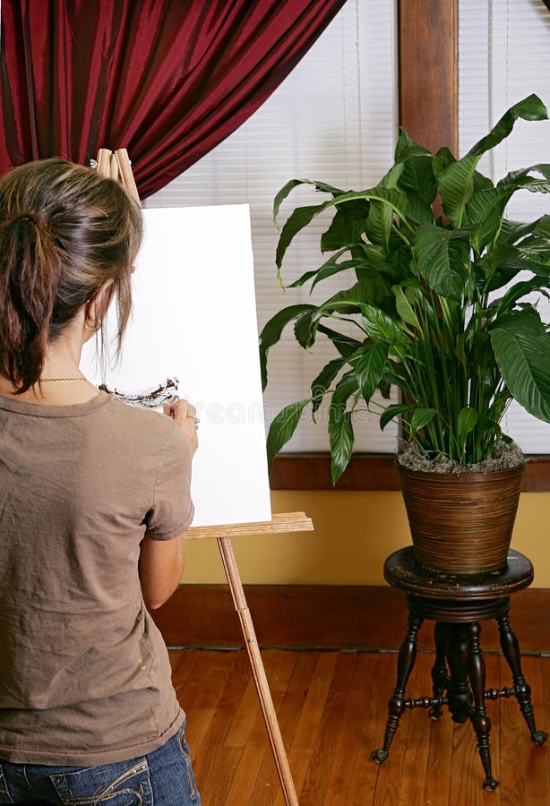 Painting a plant stock photo. Image of paint, painter - 5032748