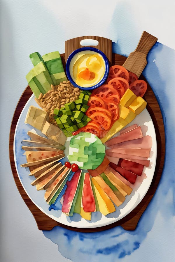 A Painting of a Plate of Food on a Table. Generative AI Stock ...