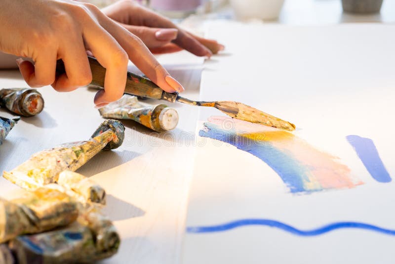 Painting Process Abstract Style Artistic Tools Stock Image - Image of ...