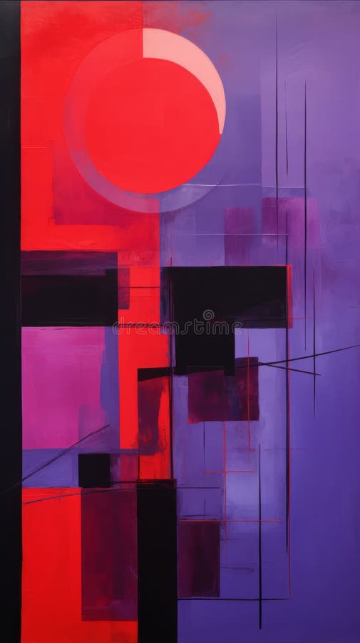 A Painting of a Purple and Red Abstract Design Stock Image - Image of ...