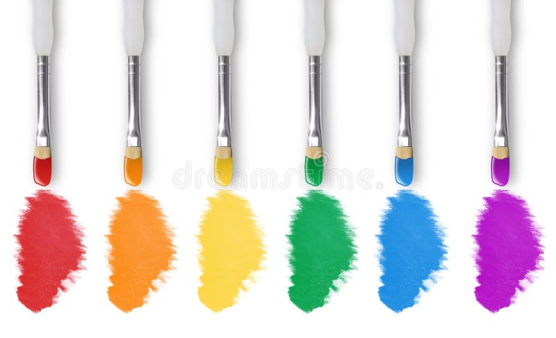 Paint Brush with a Rainbow Stroke Stock Illustration - Illustration of ...