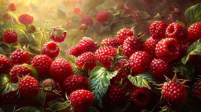 A Painting of Raspberries in the Sun Stock Image - Image of wine ...