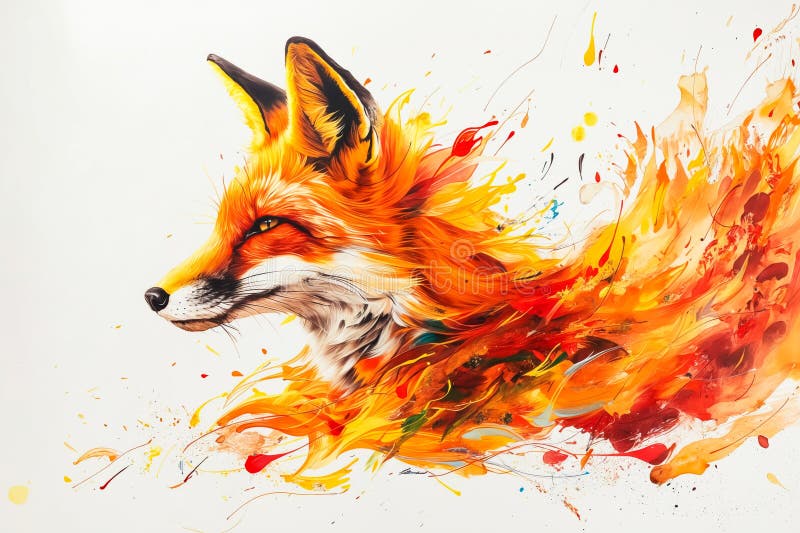 A Painting of a Red Fox with Fire Coming Out of Its Mouth. Generative ...