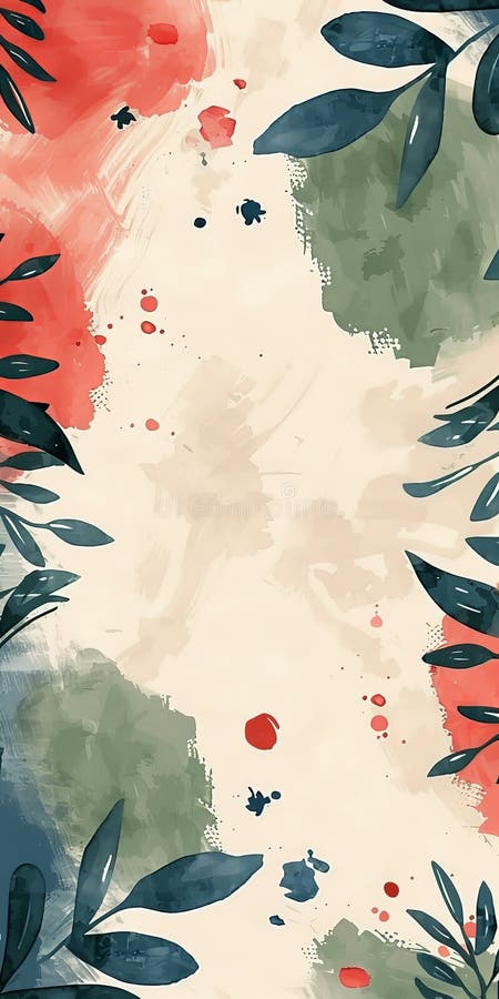 Painting of Red and Green Leaves on White Background Stock Illustration ... Painting of Red and Green Leaves on White Background Stock Illustration ...