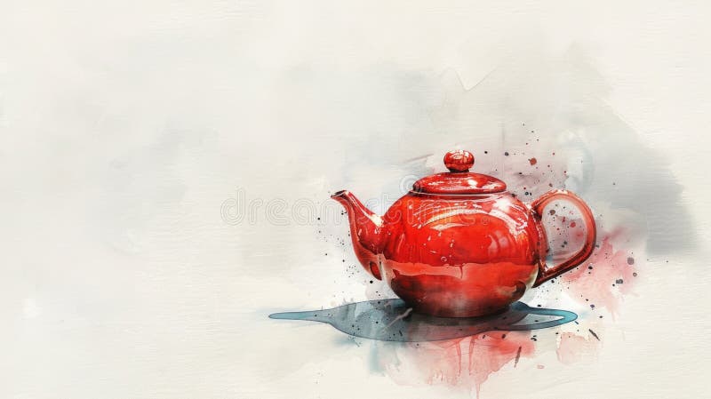 A Painting of a Red Teapot on a Table. Suitable for Kitchen or Tea ...