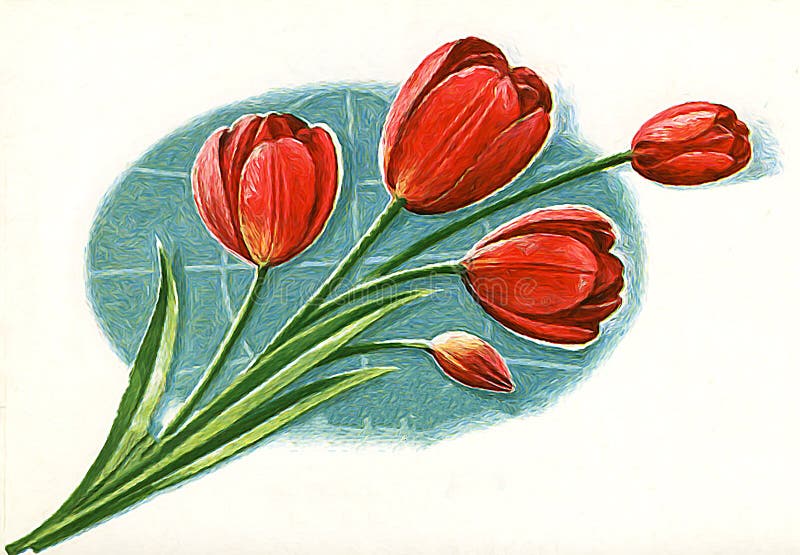 Painting Reproduction of the Beautiful Flowers Stock Illustration ...