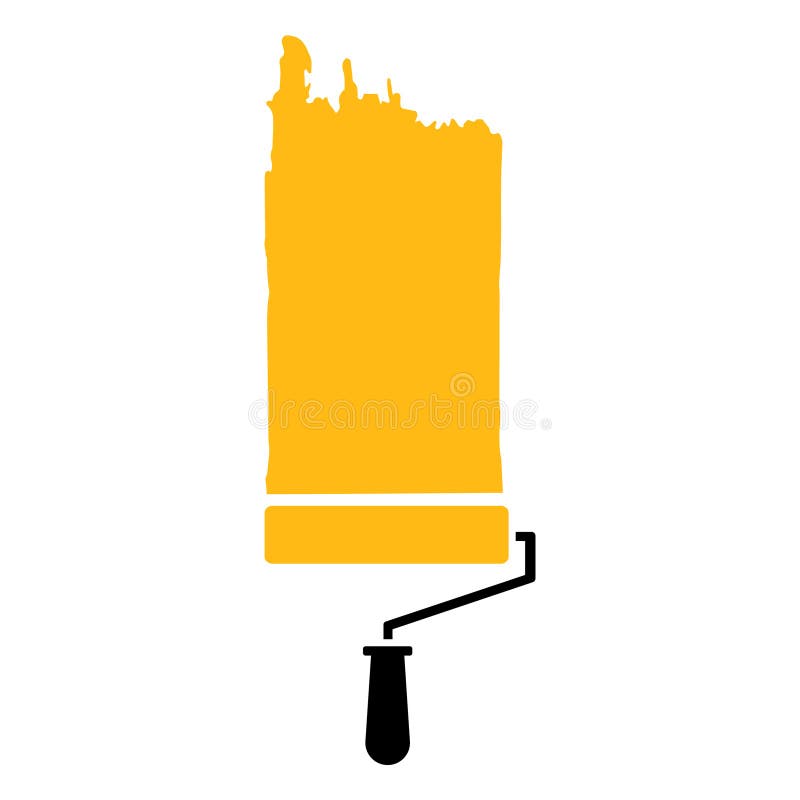 Painting Roller with Paint Stroke Icon. Stock Vector - Illustration of ...