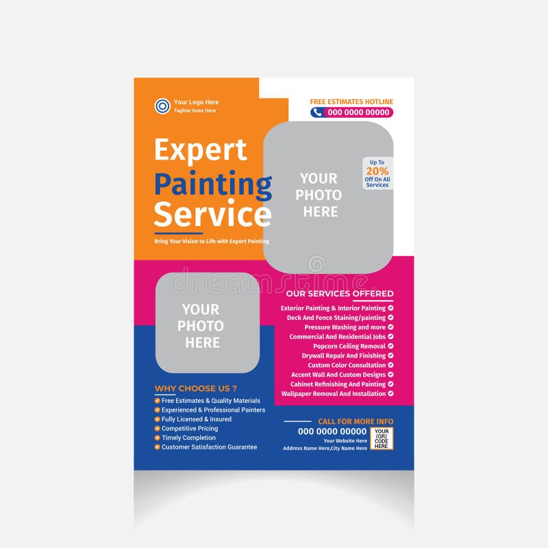 Painting Service Flyer Design Template Stock Illustration ...