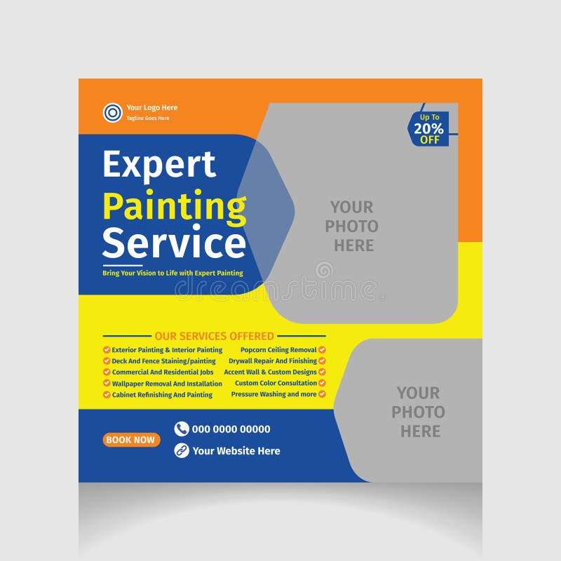Painting Service Social Media Post Layout Stock Vector - Illustration ...