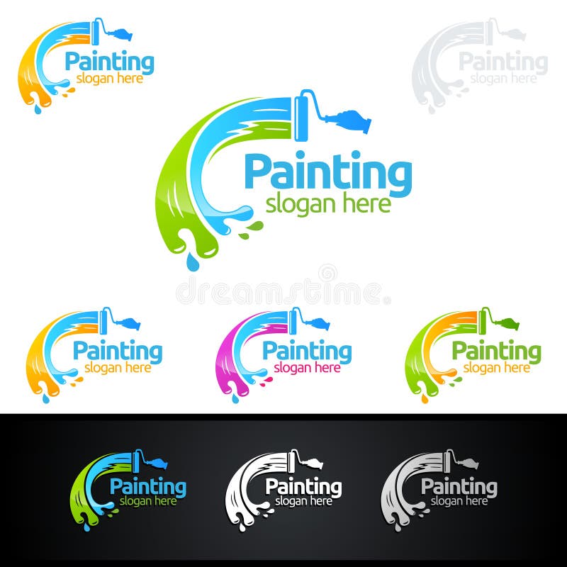 Painting Business Logo with Colorful Circle Represented Painting Logo ...