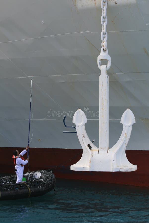 Container Ships Anchor Along a Deep Seaport in Daylight Editorial Image ...