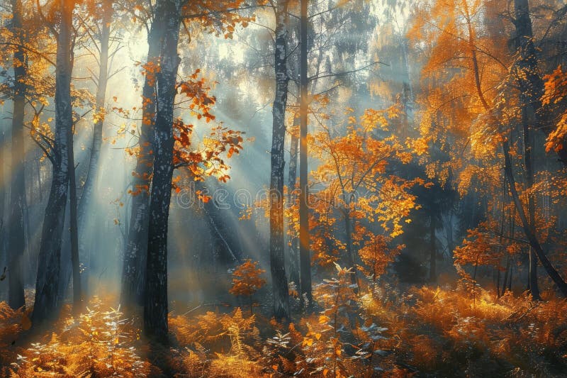 Lush Forest with Abundant Trees Stock Illustration - Illustration of ...