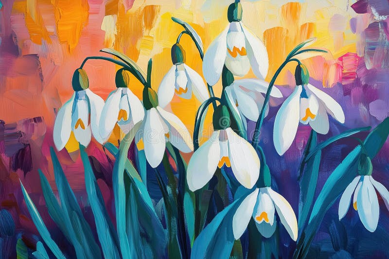 Painting of snowdrops stock illustration. Illustration of abstract ...