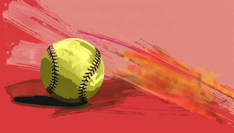 Painting of a Softball Graphic Stock Illustration - Illustration of ...