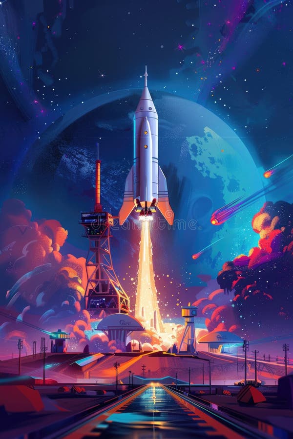 A Painting of a Space Shuttle Taking Off. Suitable for Science and ...