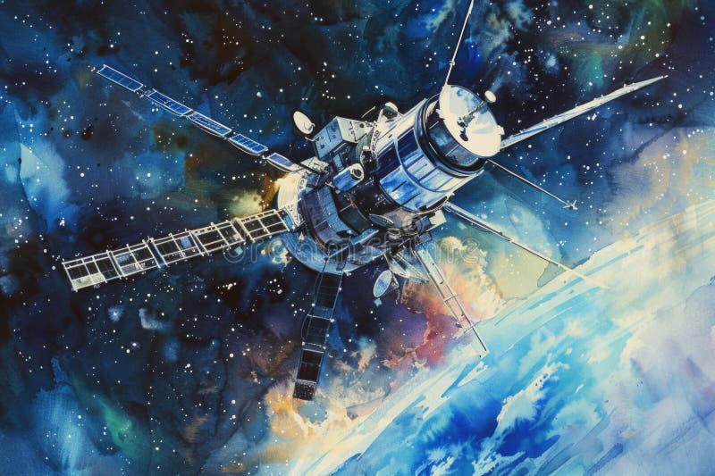 A Painting of a Space Station Floating in Outer Space. Suitable for ...