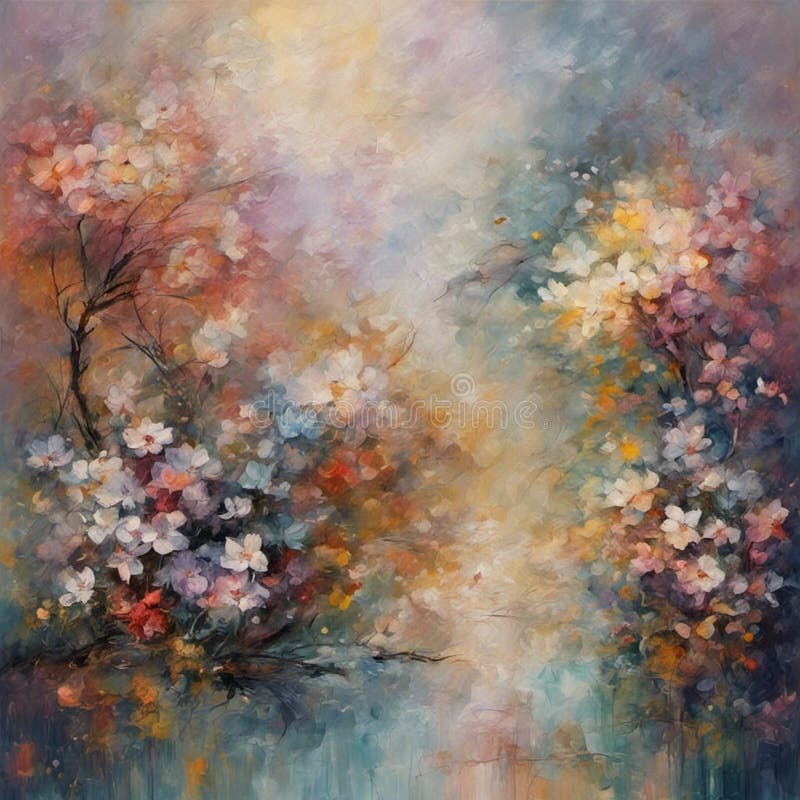 Painting of Spring Blossom, Impressionism Stock Illustration ...