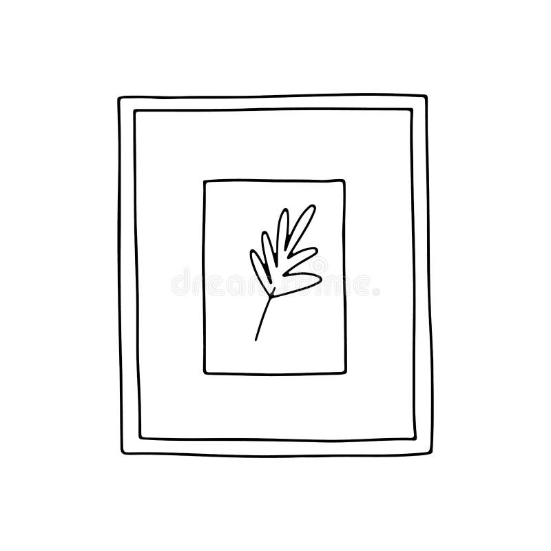 Painting in a Square Frame Linear Illustration. Outline Image. Vector ...